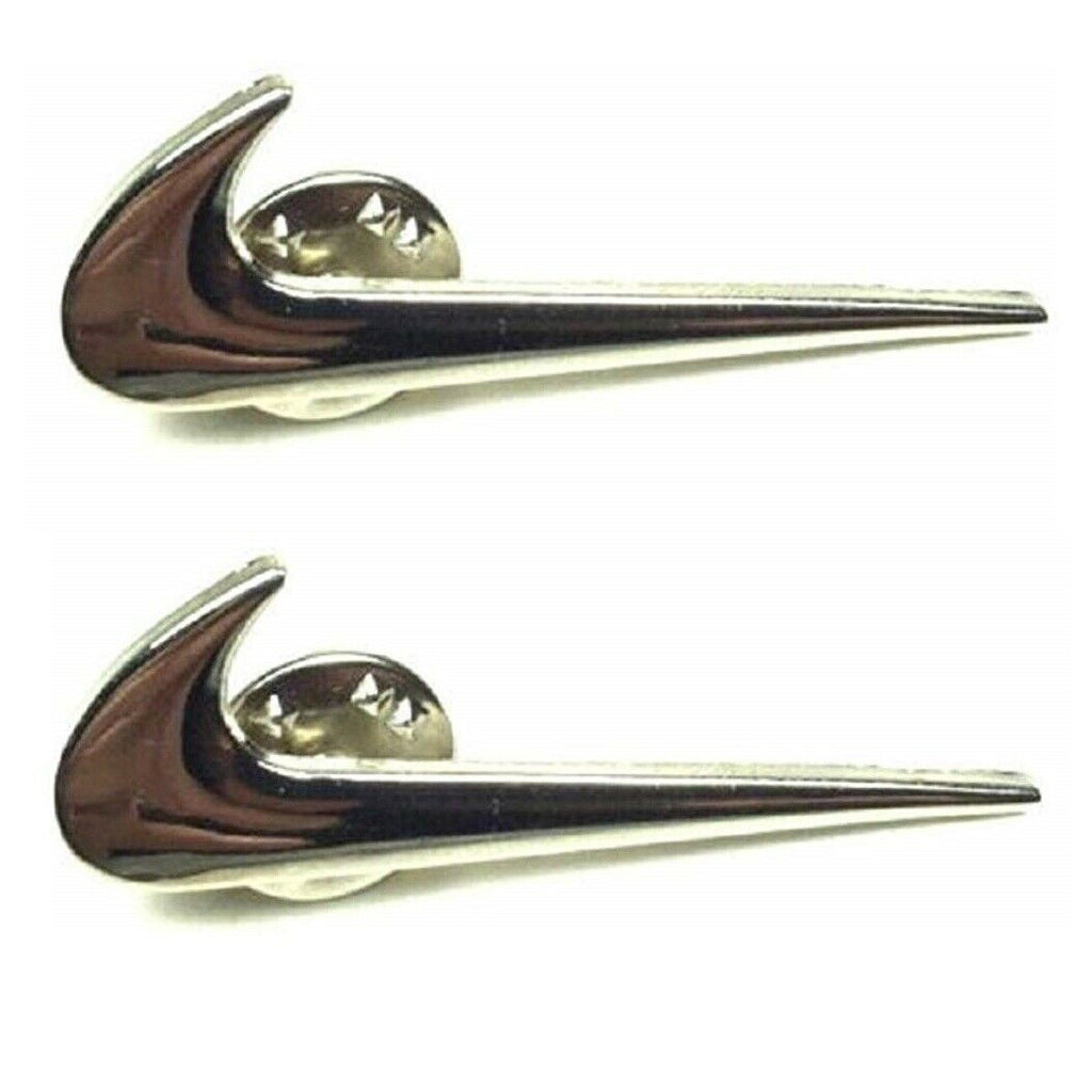 Silver Metallic Nike Check Mark Logo Swoosh 2 Piece Lapel Pin Set ...